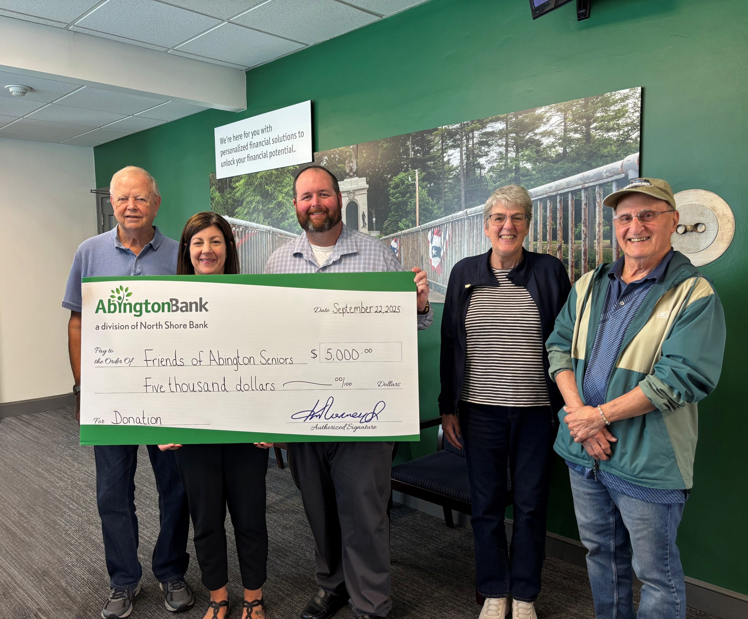 Abington Bank, a division of North Shore Bank, Donates $5,000 to ...
